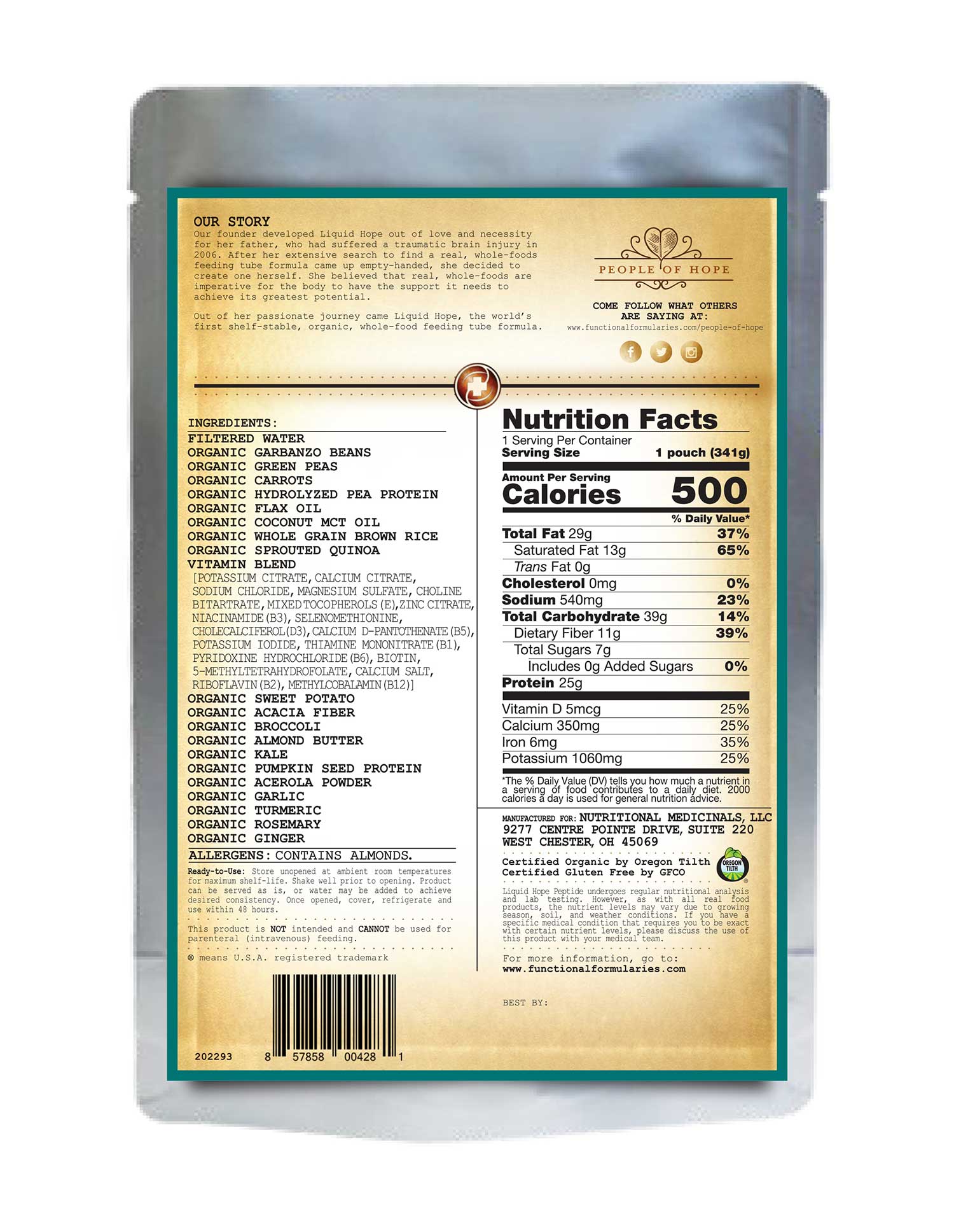 Liquid Hope Peptide - Wholefood Feeding Tube Formula - Functional ...